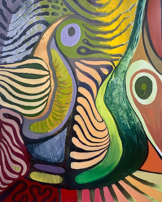 Original Abstract Acrylic Painting Jungle Forest Spirit - Etsy New Zealand