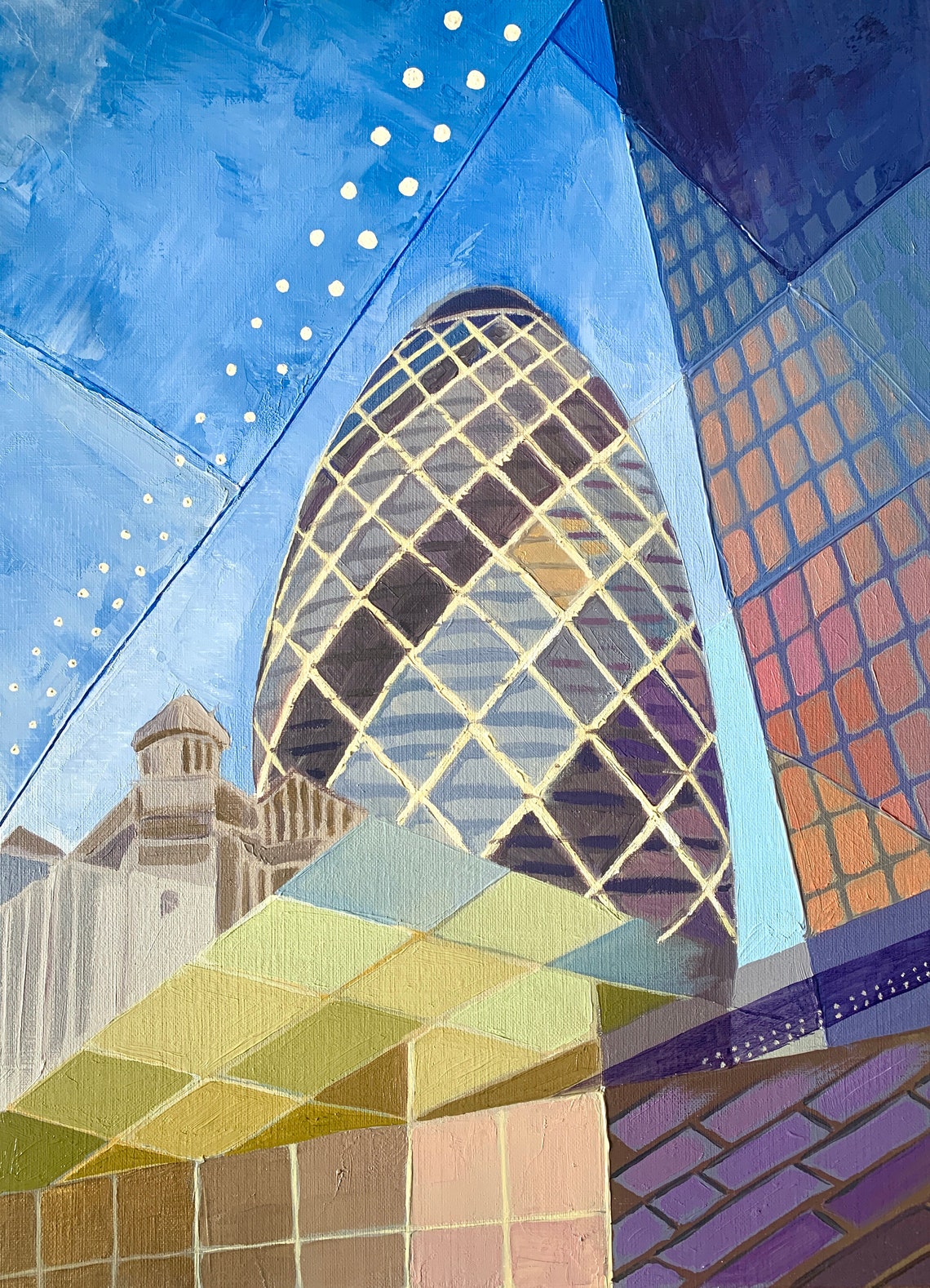 GHERKIN LONDON 30 St Mary Axe the Gherkin Original Oil - Etsy