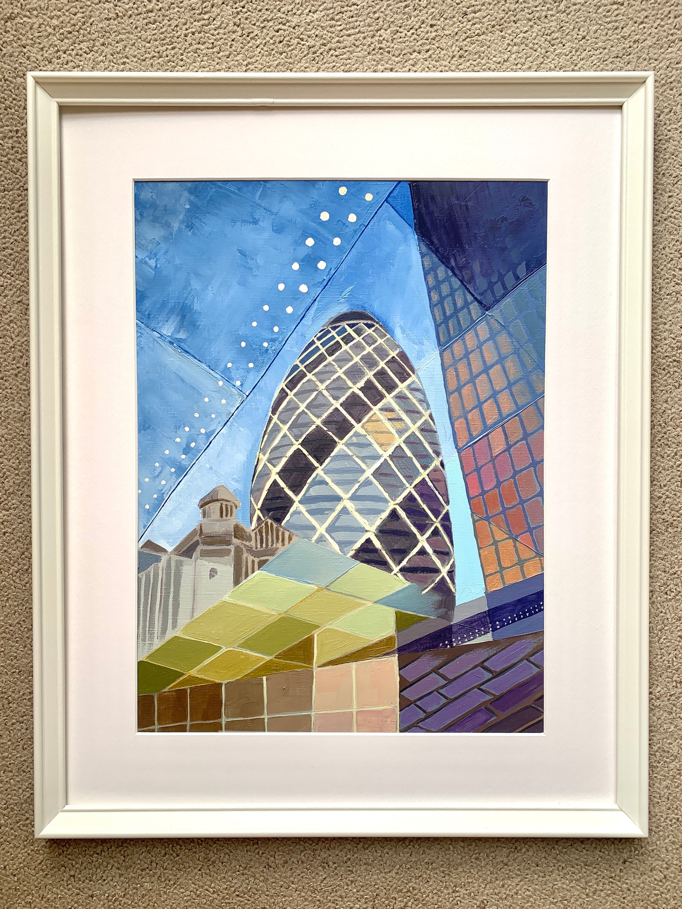GHERKIN LONDON 30 St Mary Axe the Gherkin Original Oil Painting - Etsy