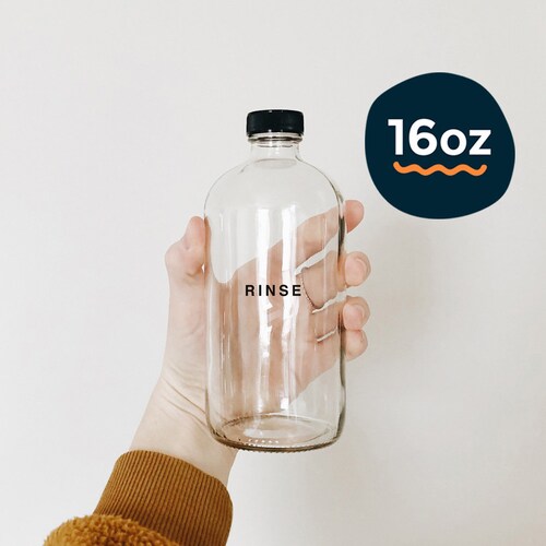16oz Rinse Bottle in Clear Glass Modern Bathroom Clear Glass - Etsy