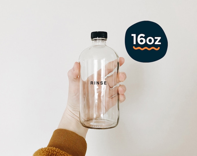 16oz Rinse Bottle in Clear Glass | Modern Bathroom Clear Glass Mouth ...