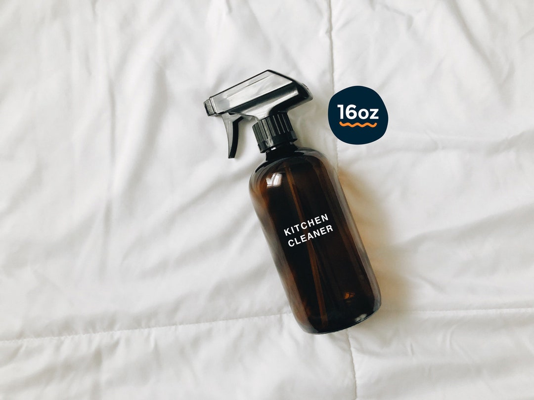Glass Kitchen Cleaner Spray Bottle 16oz | Amber Glass Spray Bottle ...