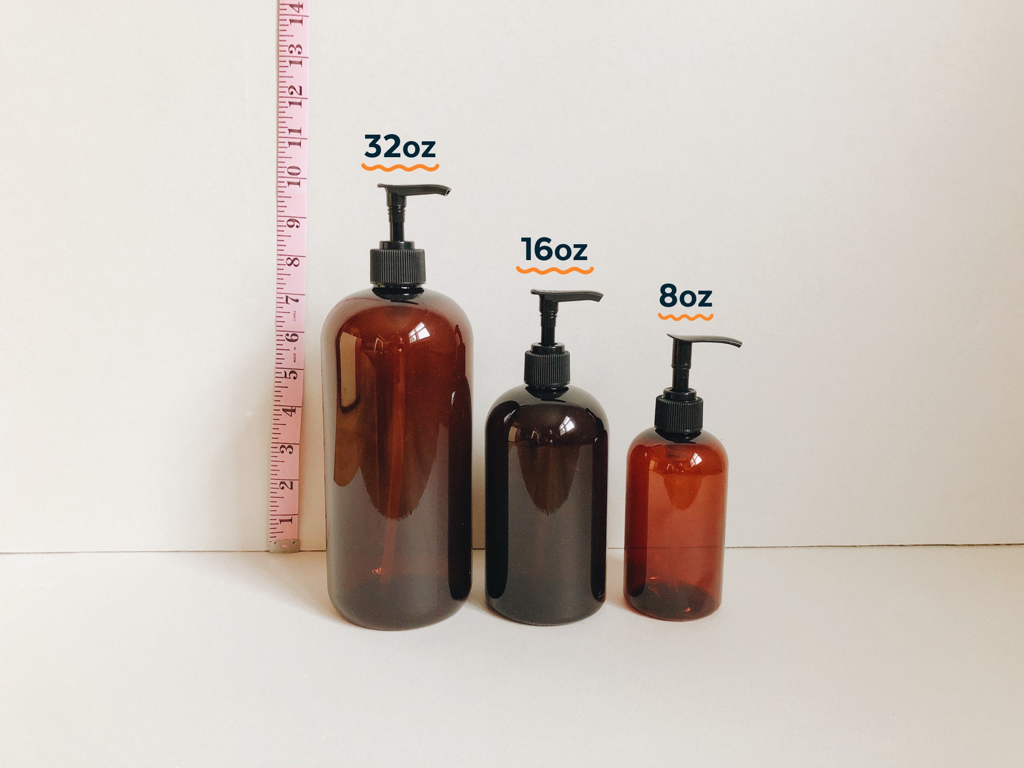 Custom amber plastic bottle with pump 16oz modern plastic | Etsy