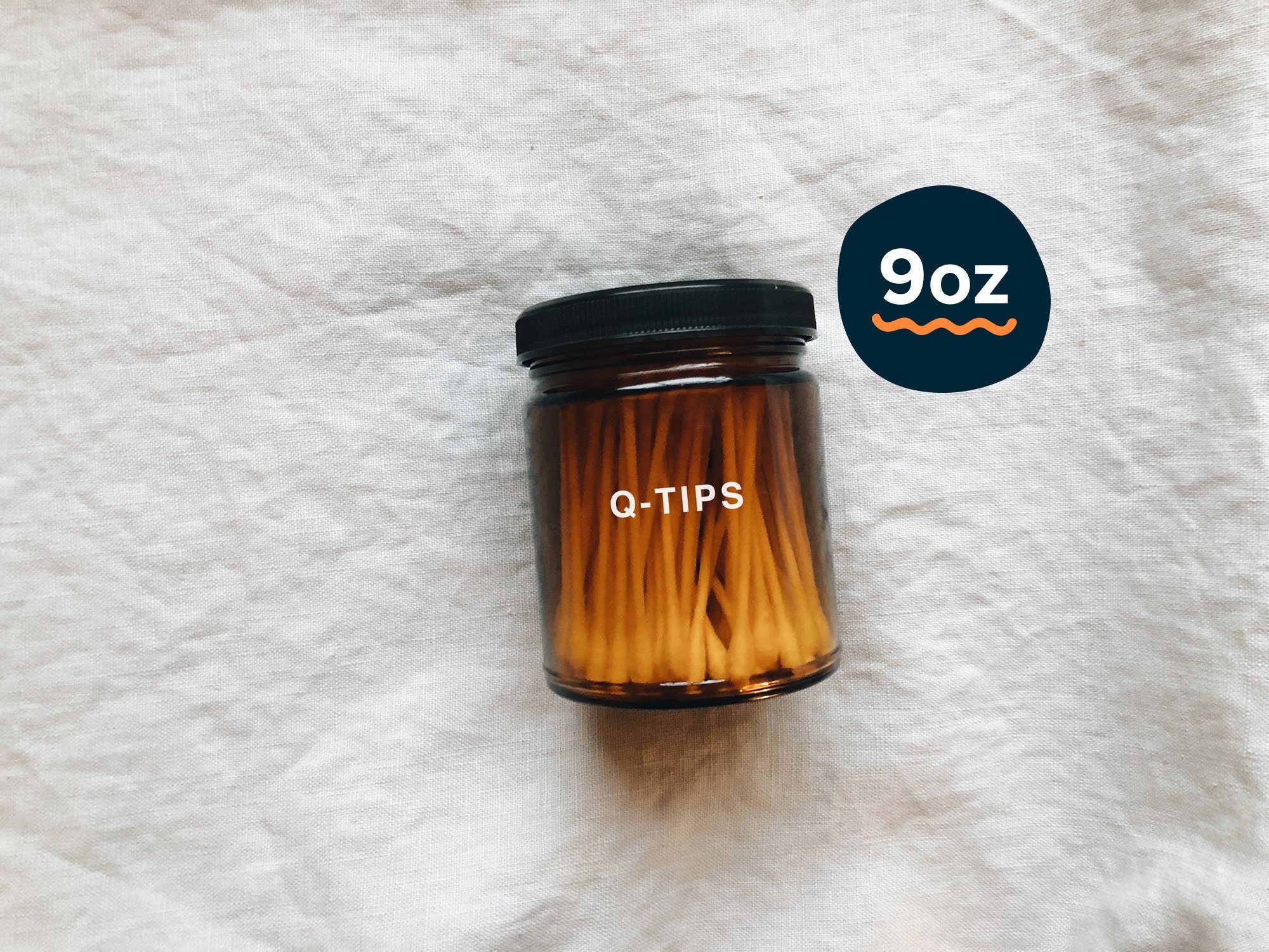 Amber Glass Q-tip Jar 9oz | Cotton Ball Jar, Glass Cotton Swab Jar ...
