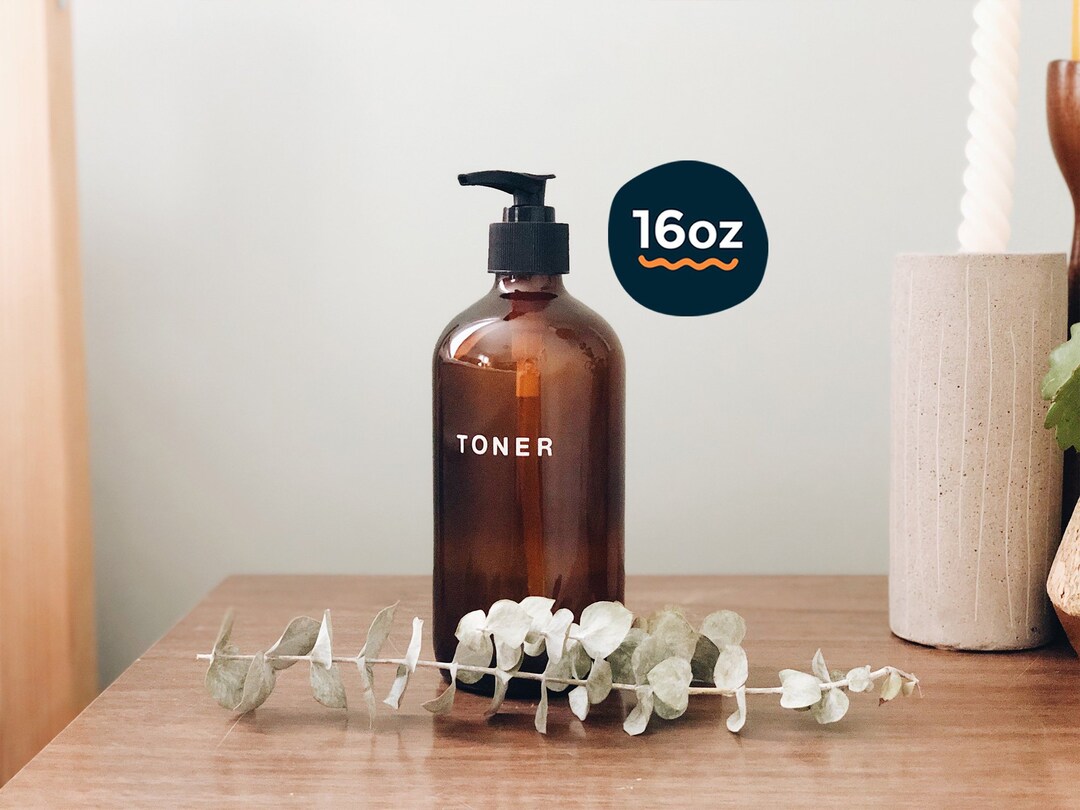 Glass Toner Dispenser 16oz Amber Glass Face Toner Bottle, Modern Shower ...