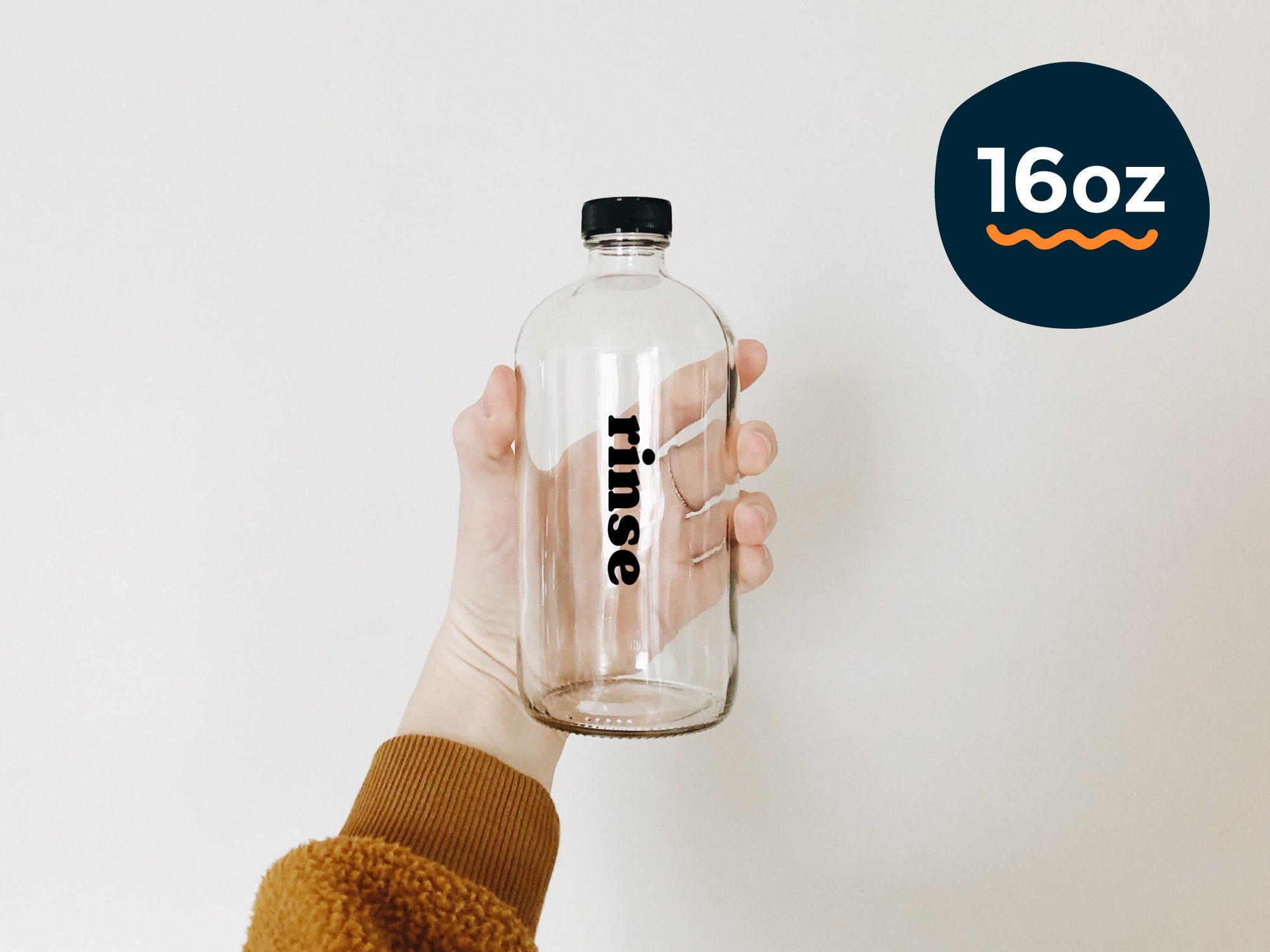 16oz Retro Rinse Bottle in Clear Glass Modern Bathroom Clear - Etsy