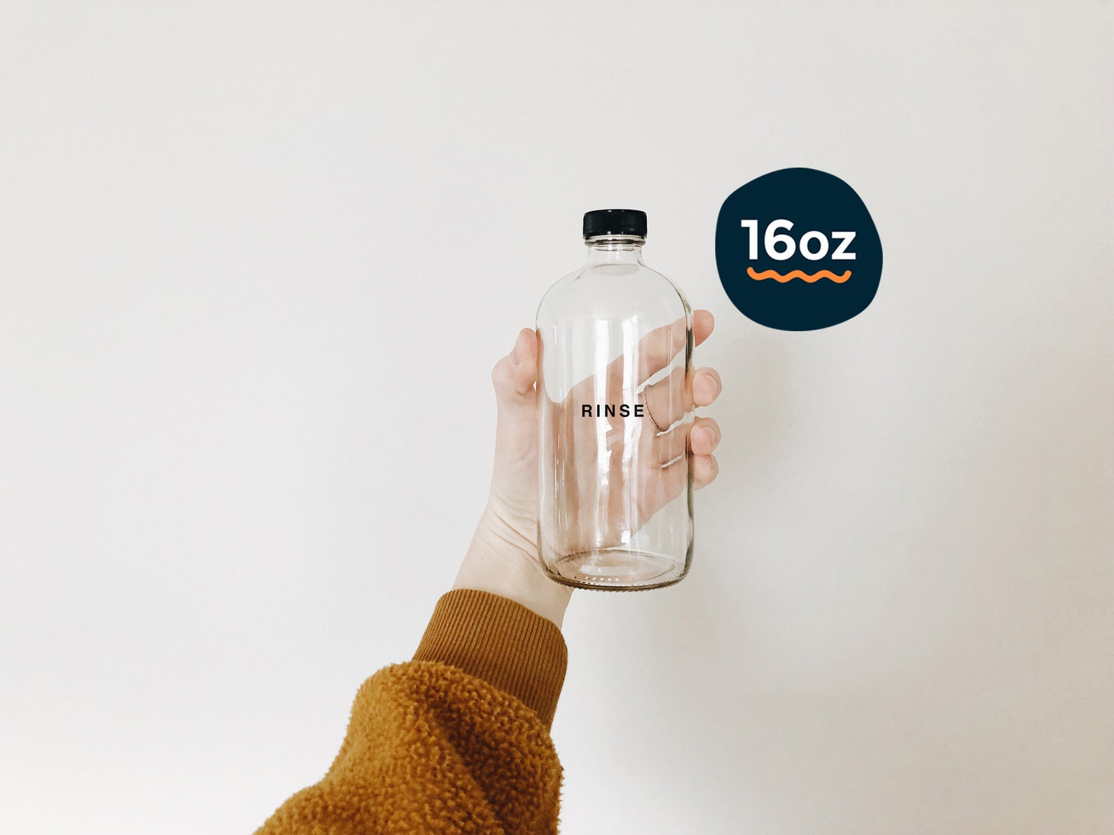 16oz Rinse Bottle in Clear Glass Modern Bathroom Clear Glass - Etsy