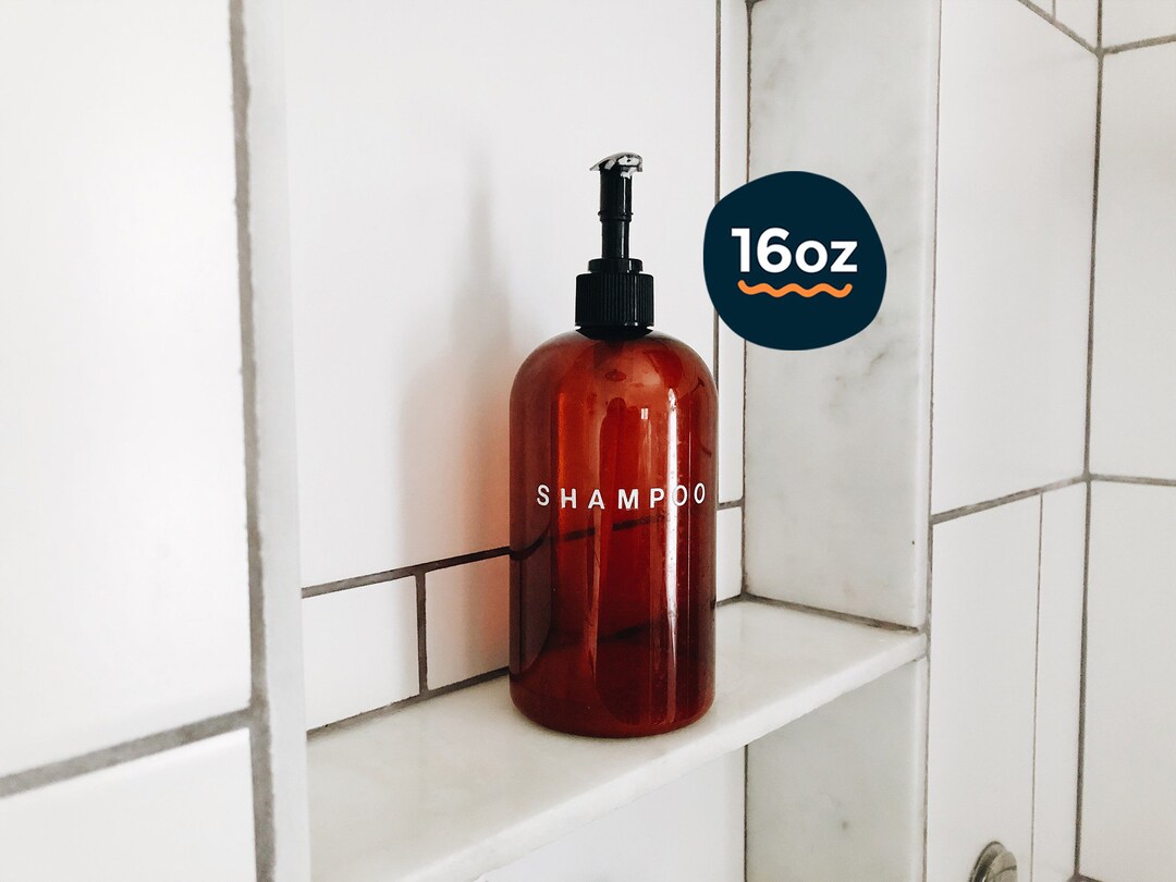 16oz Shampoo Bottle in Amber Plastic | Amber Shampoo Dispenser With ...