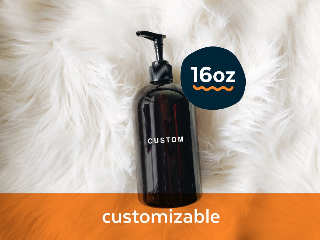 Custom Amber Plastic Bottle With Pump - 16oz | Modern Plastic Bottle ...
