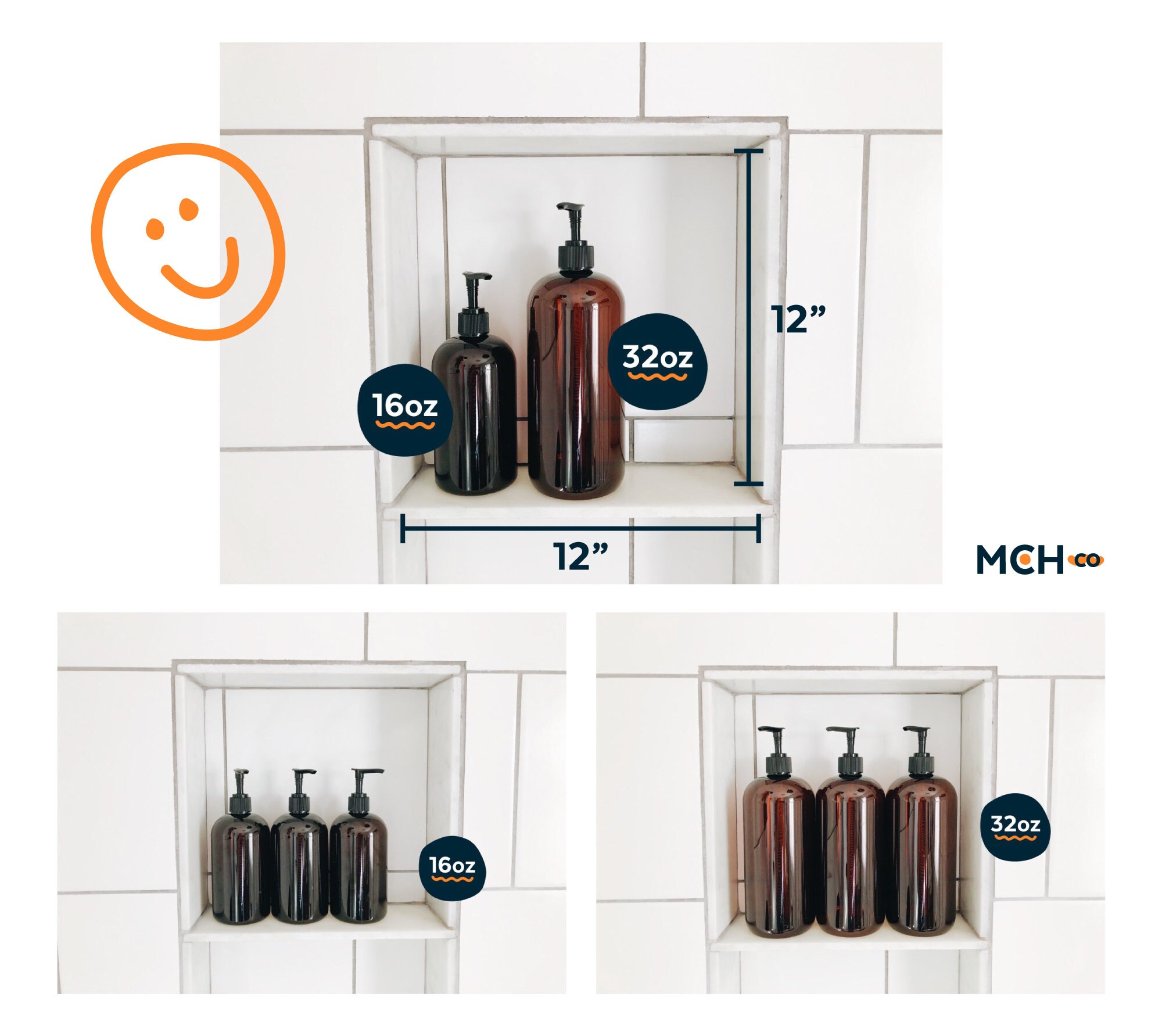 Custom amber plastic bottle with pump 16oz modern plastic | Etsy