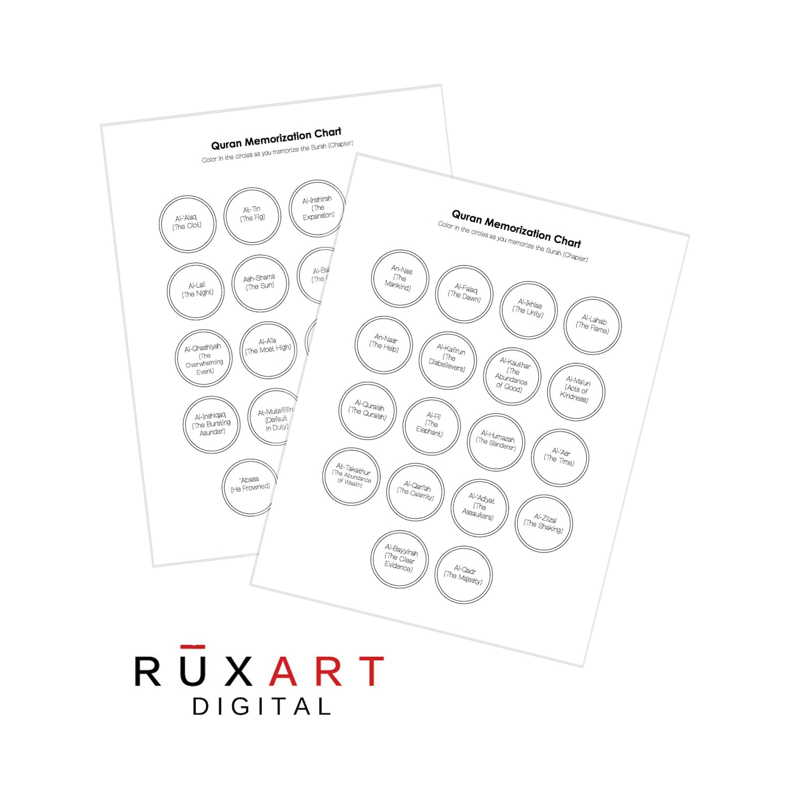 Quran Memorization Chart - Print File. Digital Download Only. - Etsy