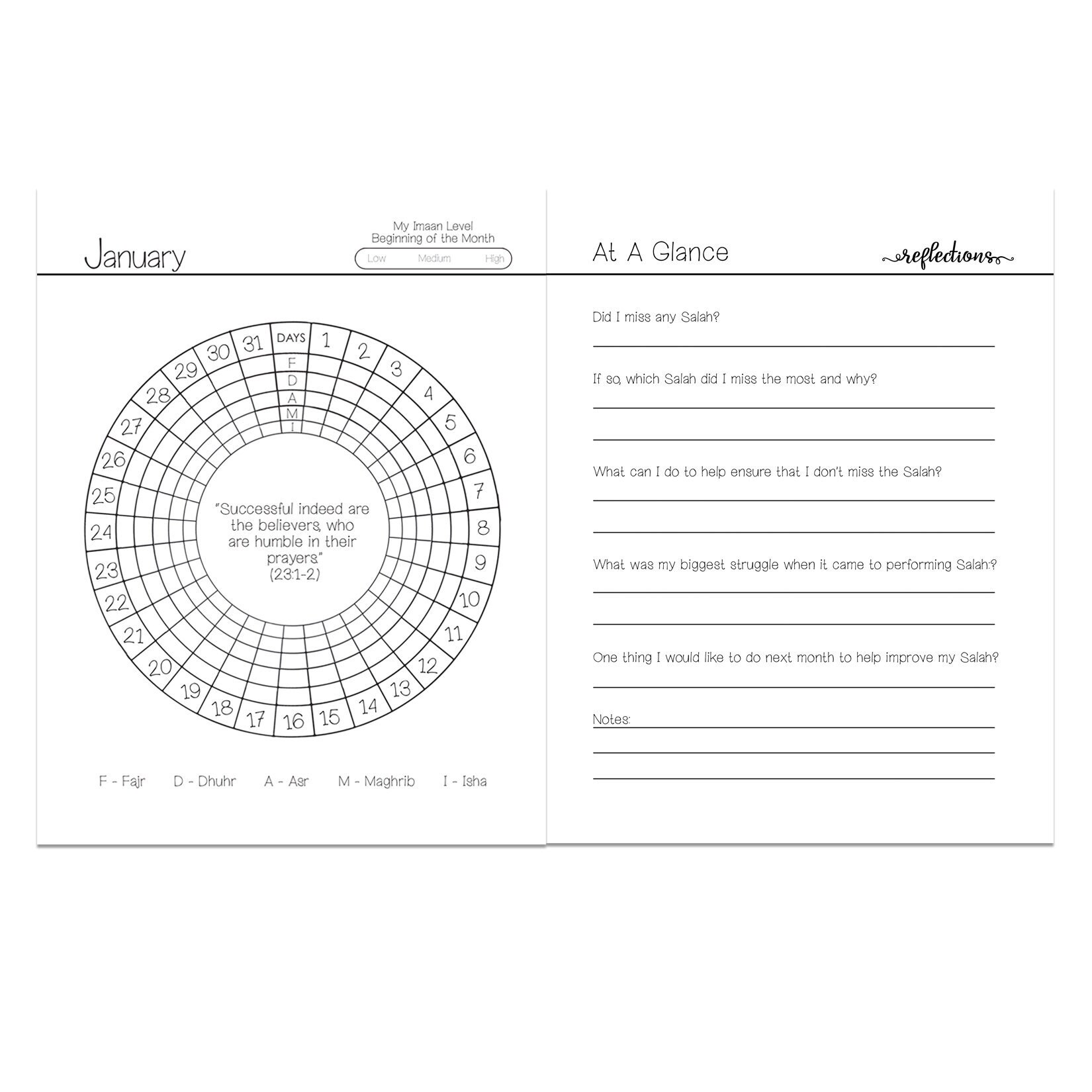 Printable Salah Tracker and Journal - Yearly Prayer Tracker. - Etsy
