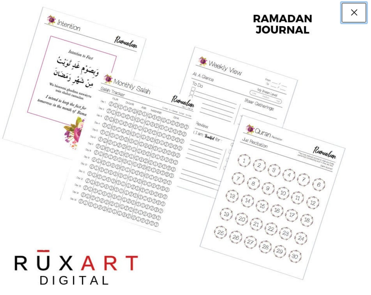 Printable Ramadan Journal Floral Design 20 Page Journal Islamic ...