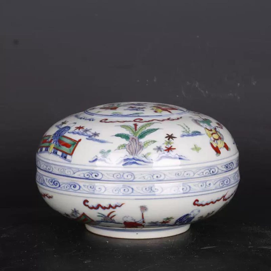 Vintage Chinese Porcelain Fruit Box,ming Dynasty Chenghua Marked Blue ...