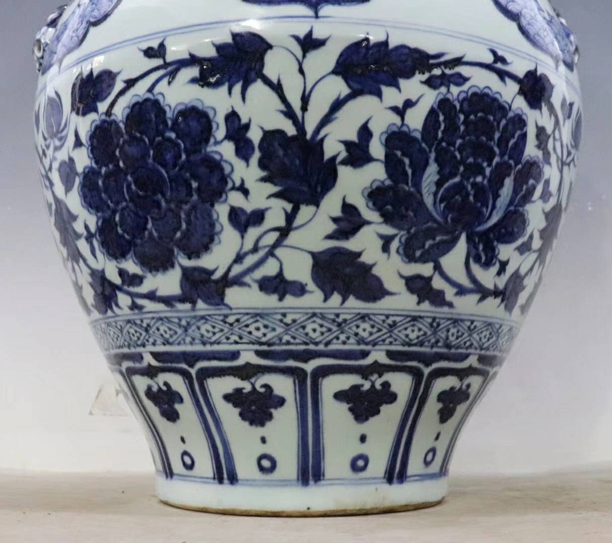 57 Cm Height Yuan Dynasty Guan Ware Style Blue and White Porcelain Big ...