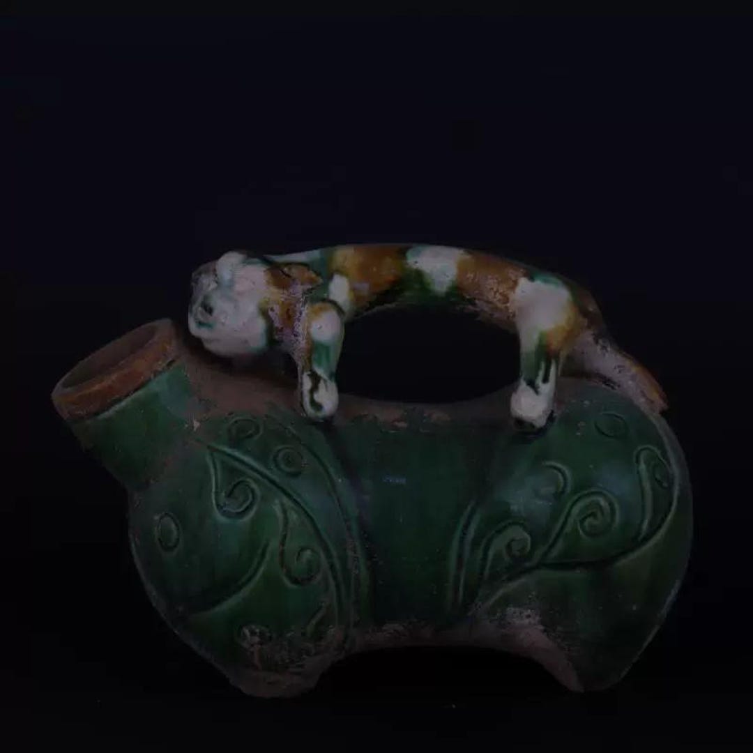 Vintage Chinese Porcelain Water Pot,tang Dynasty Tri-coloured Glazed ...