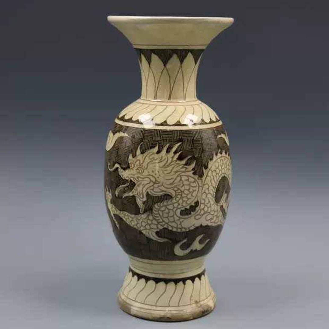 Song Dynasty Cizhou Ware Style Black Glaze Porcelain Vase.rare Vintage ...