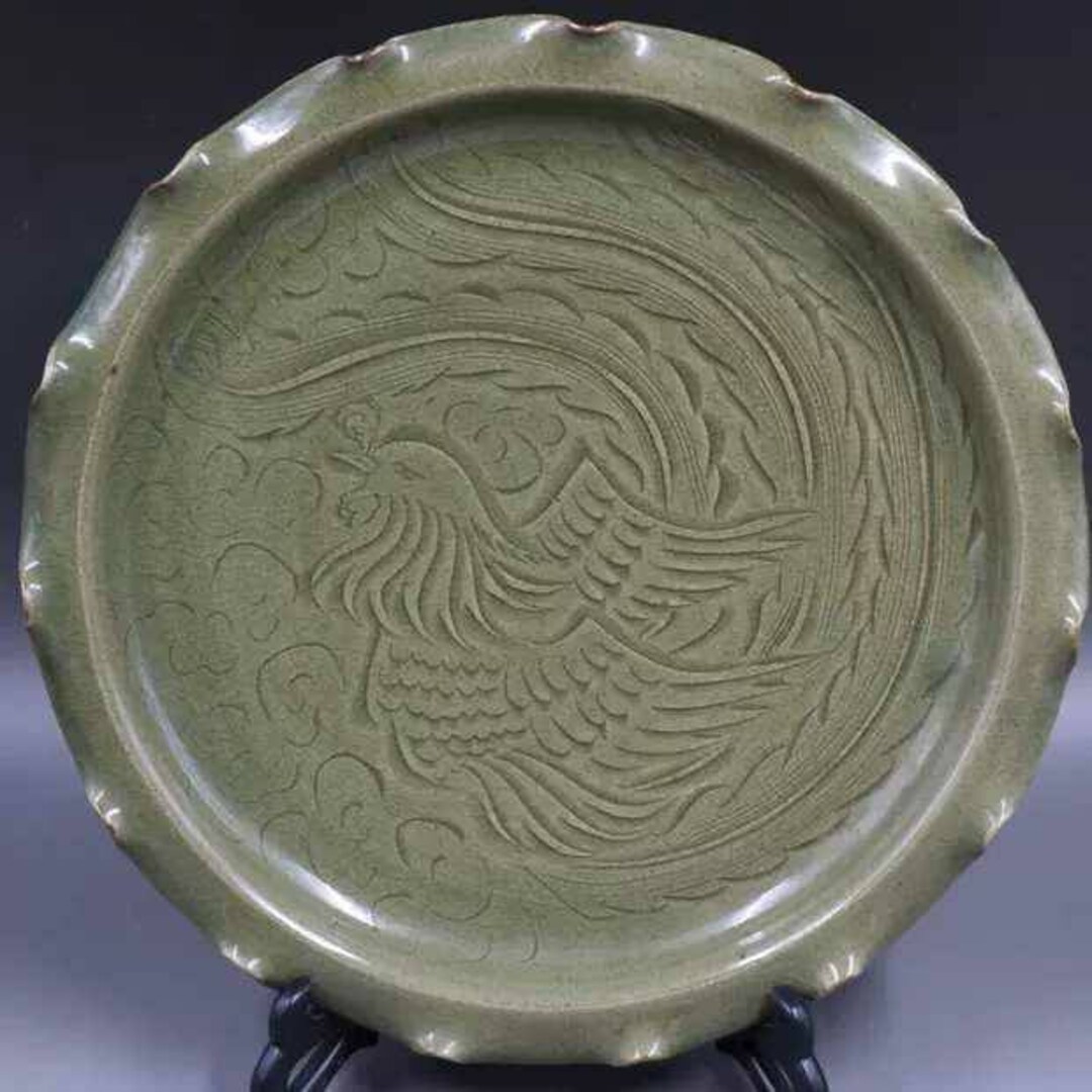 Song Dynasty Yaozhou Ware Style Porcelain Carved Celadon Dish Plate ...