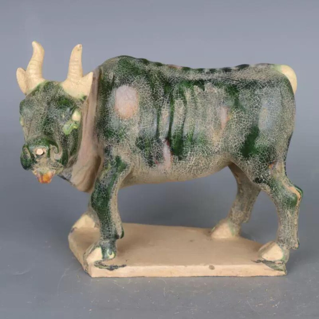 Vintage Chinese Porcelain Ox Statue,tang Dynasty Tri-coloured Glaze ...