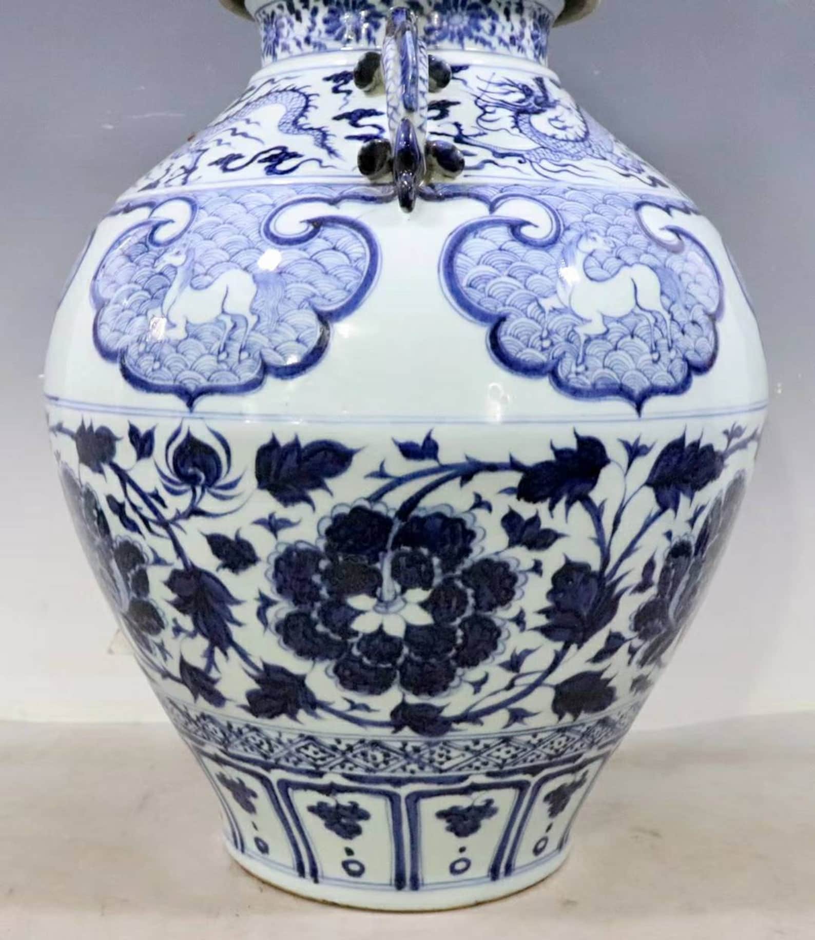 57 Cm Height Yuan Dynasty Guan Ware Style Blue and White - Etsy