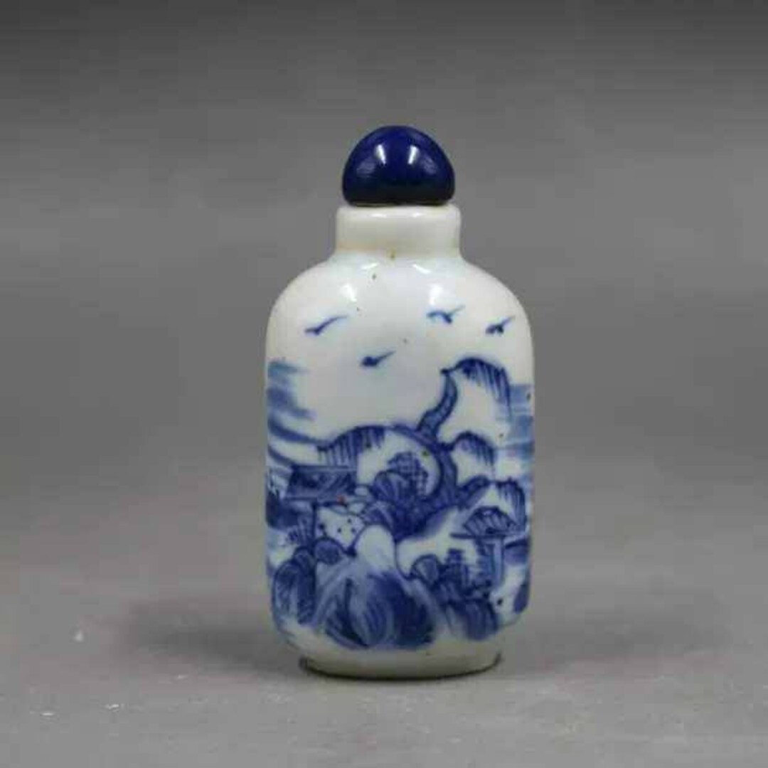 Qing Dynasty Minguo Style Blue and White Porcelain Snuff Bottle,rare ...