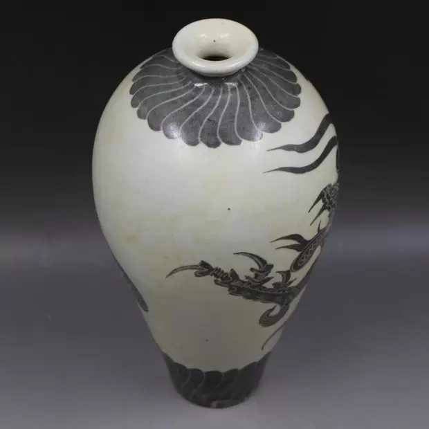 Song Dynasty Cizhou Ware Style Black Glaze Porcelain Meiping Mei Vase ...