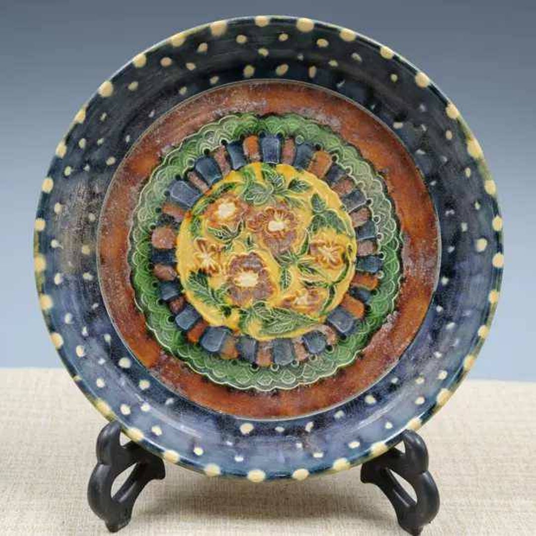 Tang Dynasty Style Three Colours Tangsancai Sancai Porcelain Plate,dish ...
