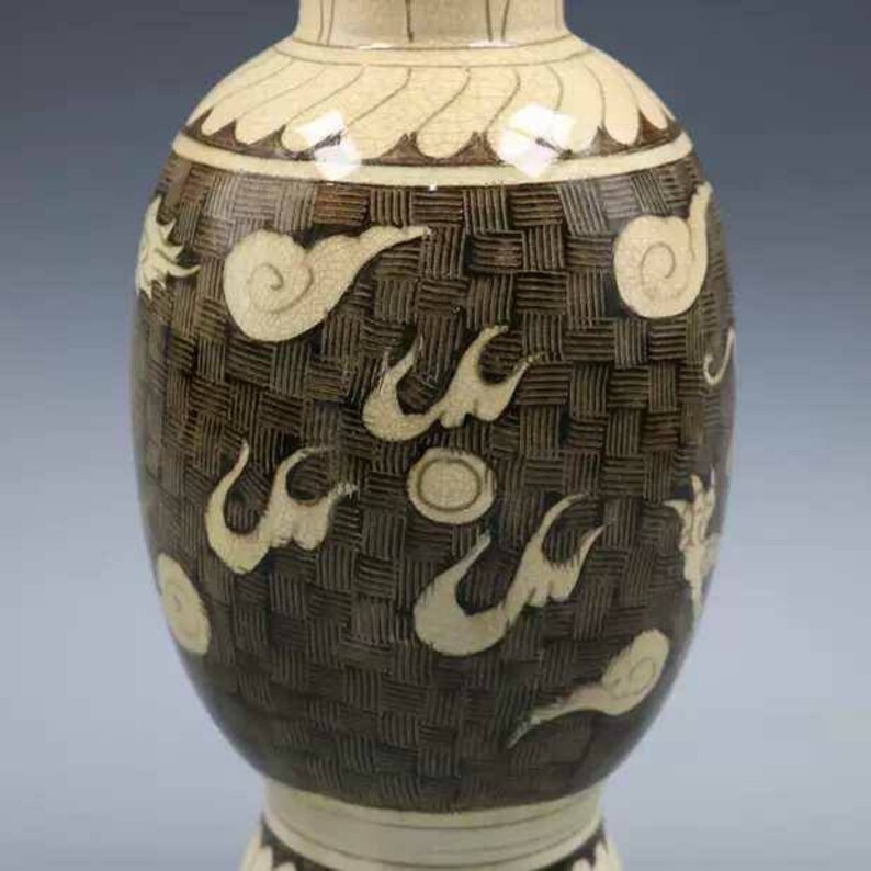Song Dynasty Cizhou Ware Style Black Glaze Porcelain Vase.rare Vintage ...