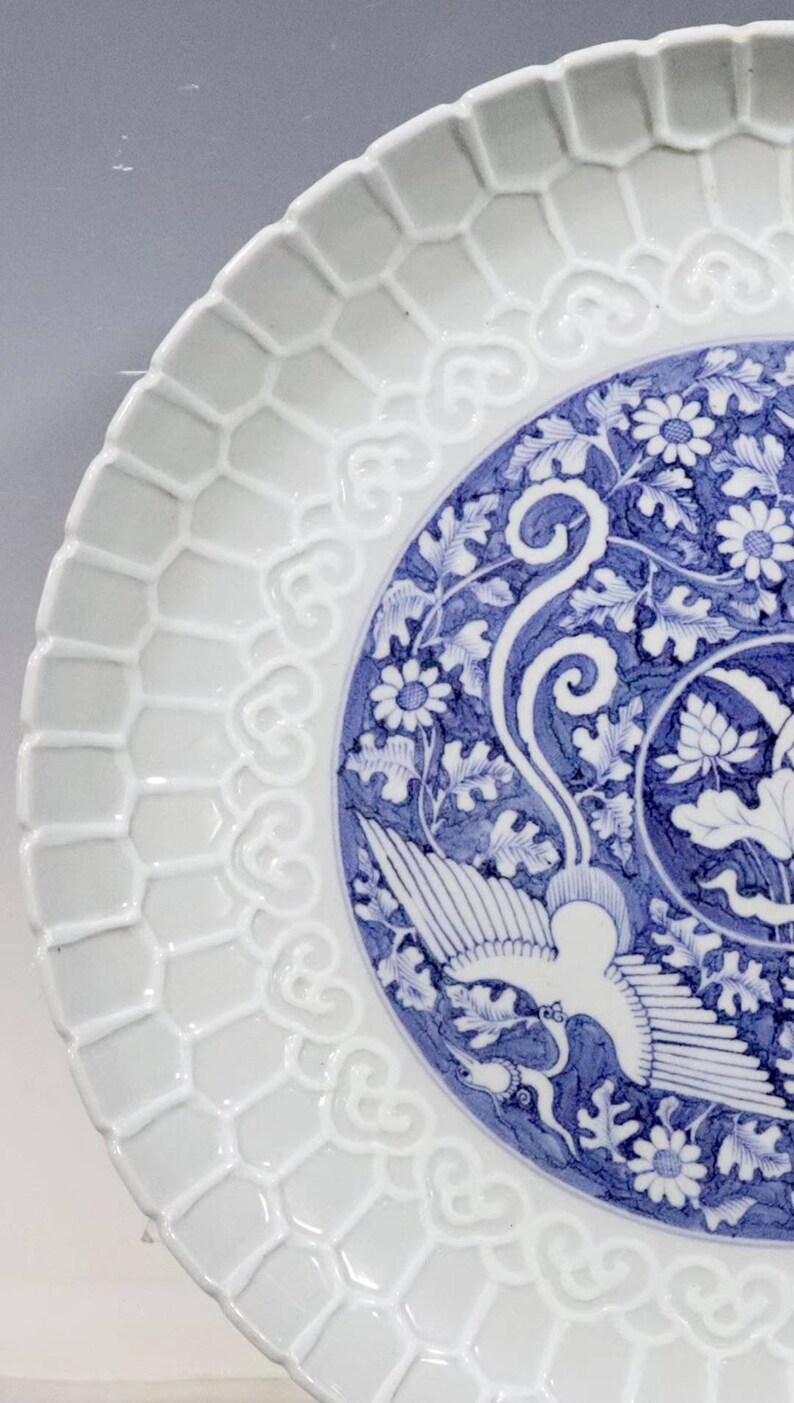 45 Cm Diameter Yuan Dynasty Guan Ware Style Blue and White - Etsy