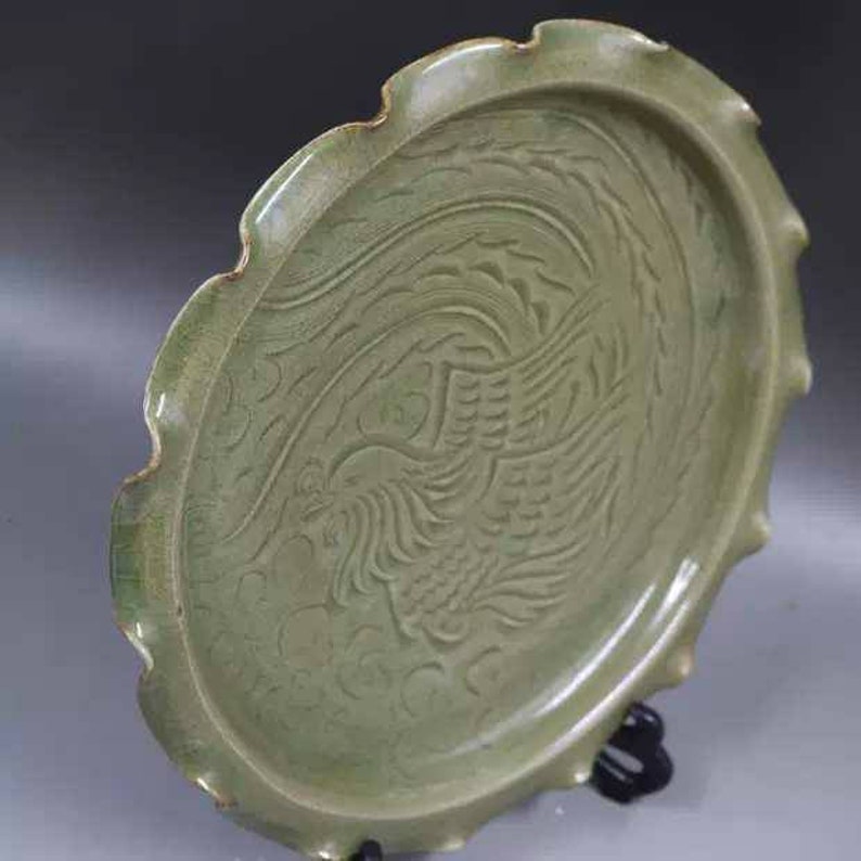 Song Dynasty Yaozhou Ware Style Porcelain Carved Celadon Dish Plate ...