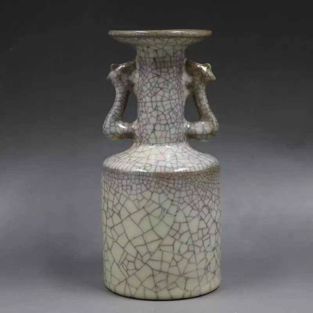 Chinese Antique Song Dynasty Ge Ware Style Celadon Double Ears Vase,ge ...