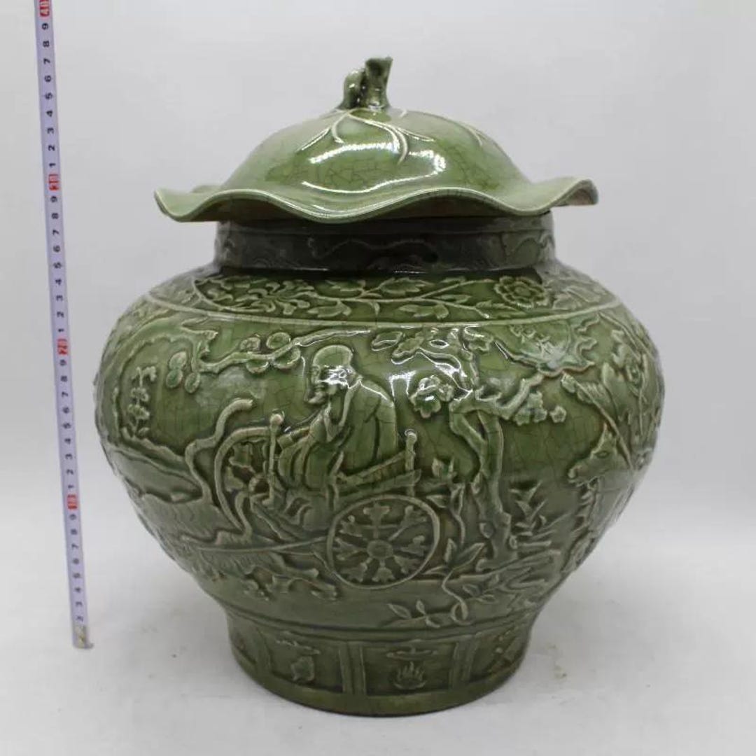 Vintage Chinese Porcelain Pot,chinese Longquan Ware Celadon Lid Jar ...