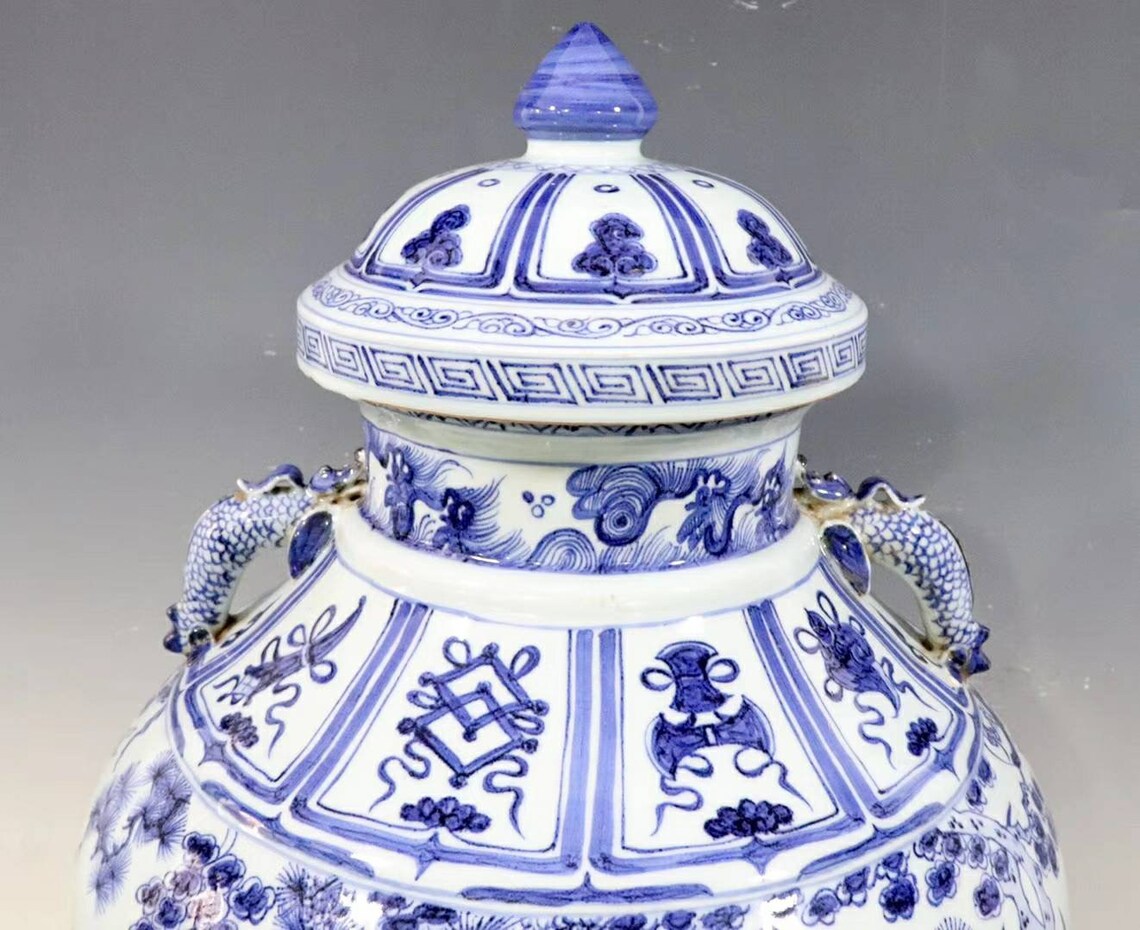 59 Cm Height Yuan Dynasty Guan Ware Style Blue and White | Etsy