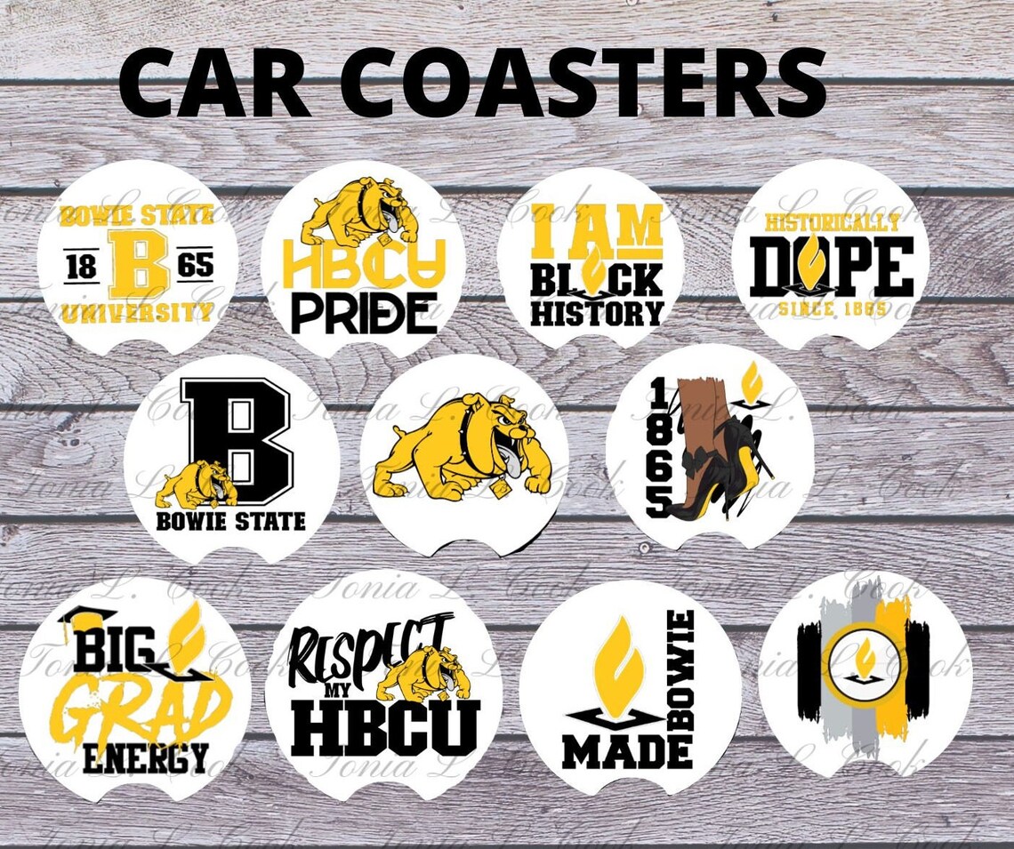 Bowie State University Car Coasters/set of 2/HBCU Car Coasters/car ...