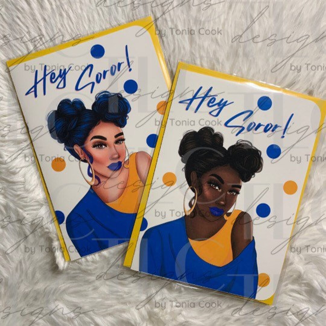 Black Woman Soror Blue and Gold Blank Card - Etsy