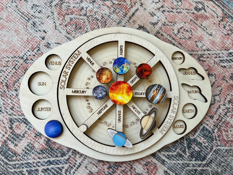 Wooden Solar Puzzle and Rotating Solar System Board Wooden - Etsy