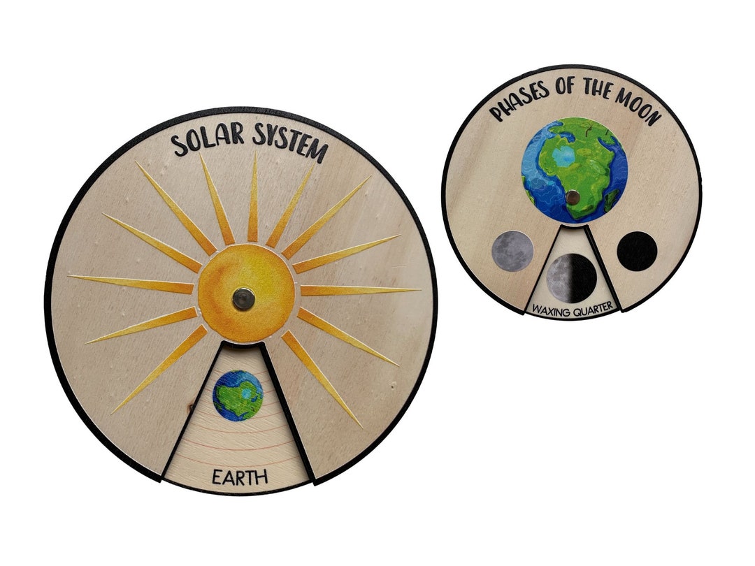 Rotating Solar System and Moon Phases Montessori School Wooden Toy ...