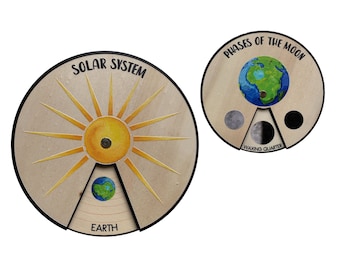 Rotating Solar System and Moon Phases Montessori School Wooden Toy ...
