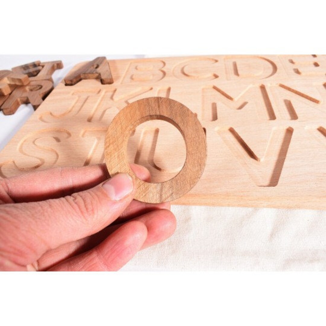 Bech and Walnut Wood Letter Board to Learn L Alphabet, Wooden Puzzle ...
