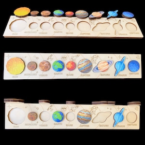 Wooden Solar Puzzle and Rotating Solar System Board, Wooden Toys to ...