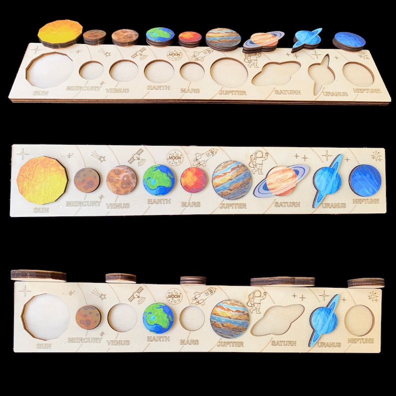 Wooden Solar Puzzle and Rotating Solar System Board Wooden - Etsy