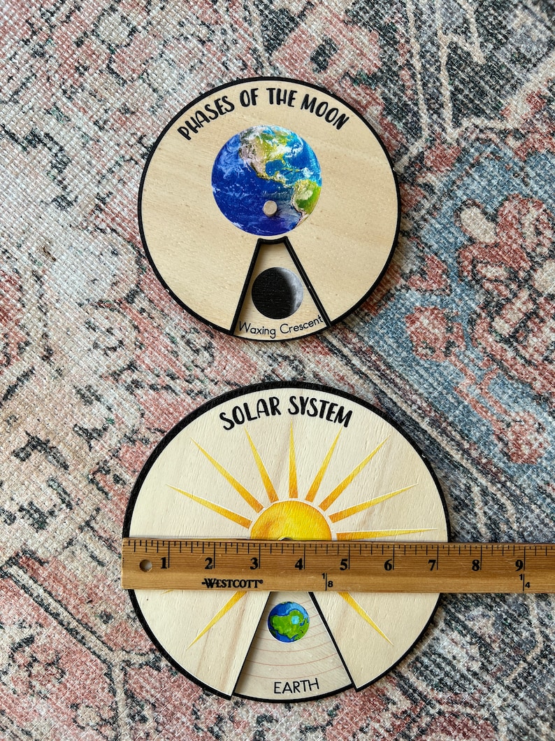 Rotating Solar System and Moon Phases Montessori School Wooden - Etsy