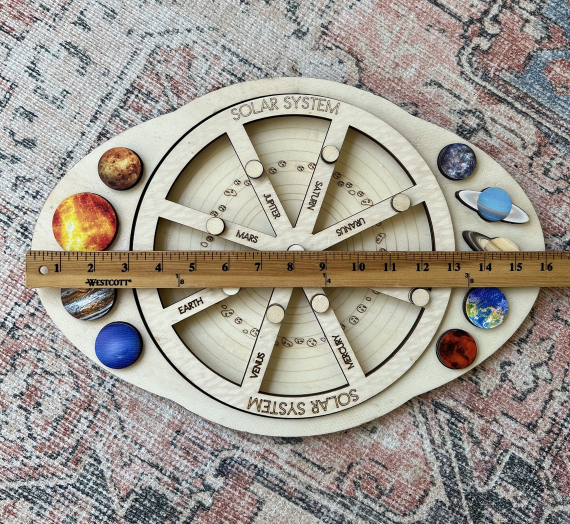 Wooden Solar Puzzle and Rotating Solar System Board Wooden - Etsy