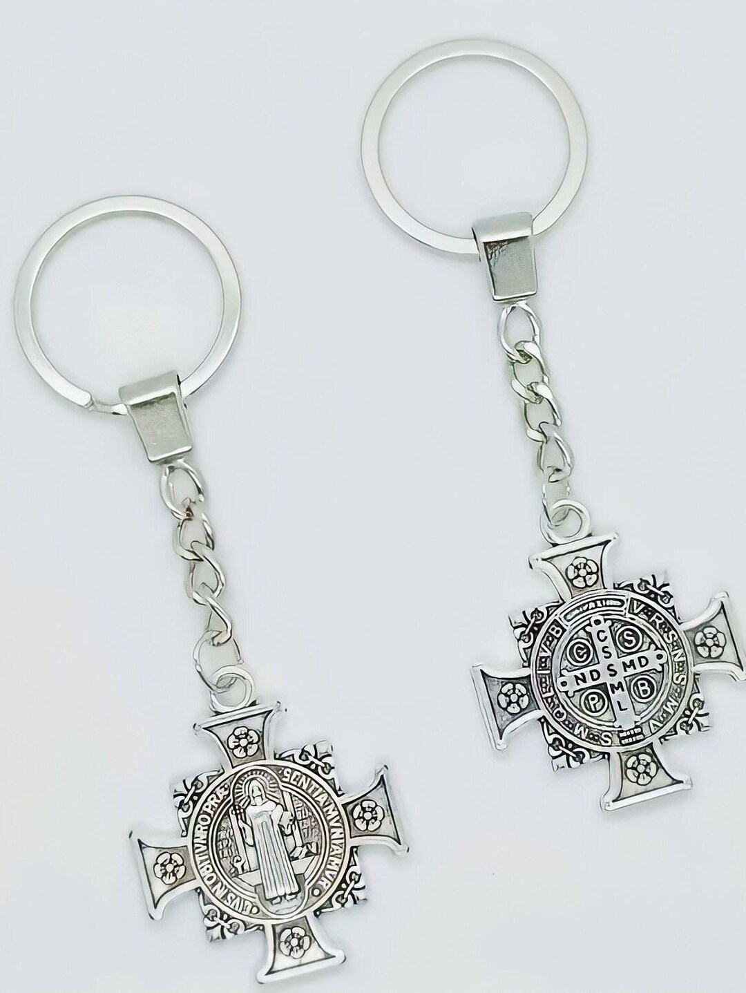 St. Benedict Medal & Cross Keychain - Etsy