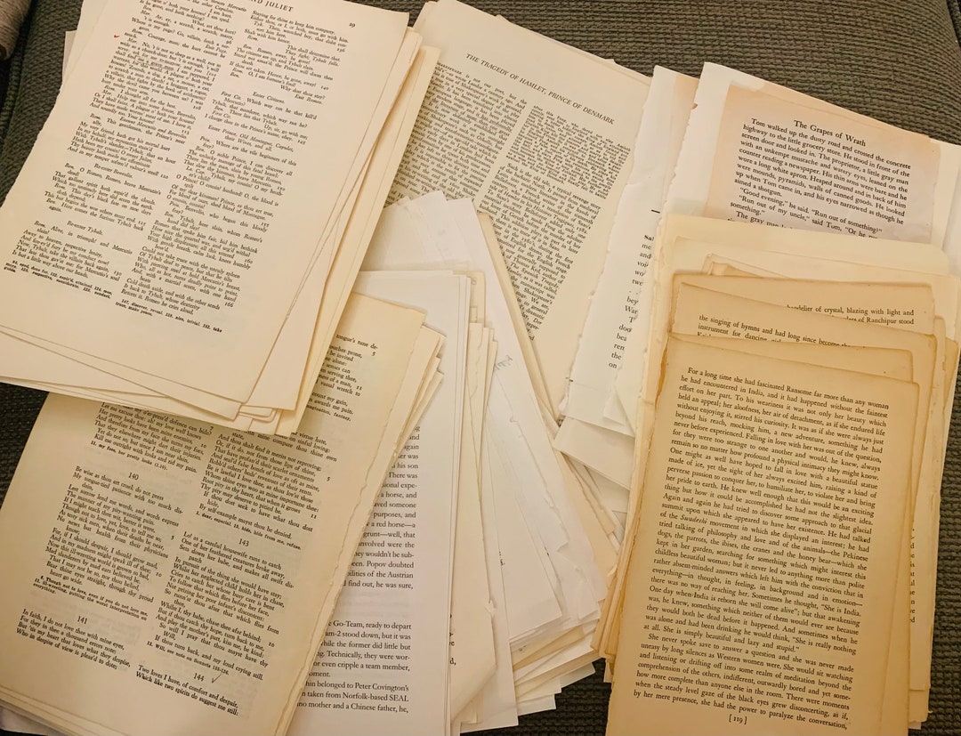 500 Assorted VINTAGE Book Page Bundle, Less Than Perfect - Etsy