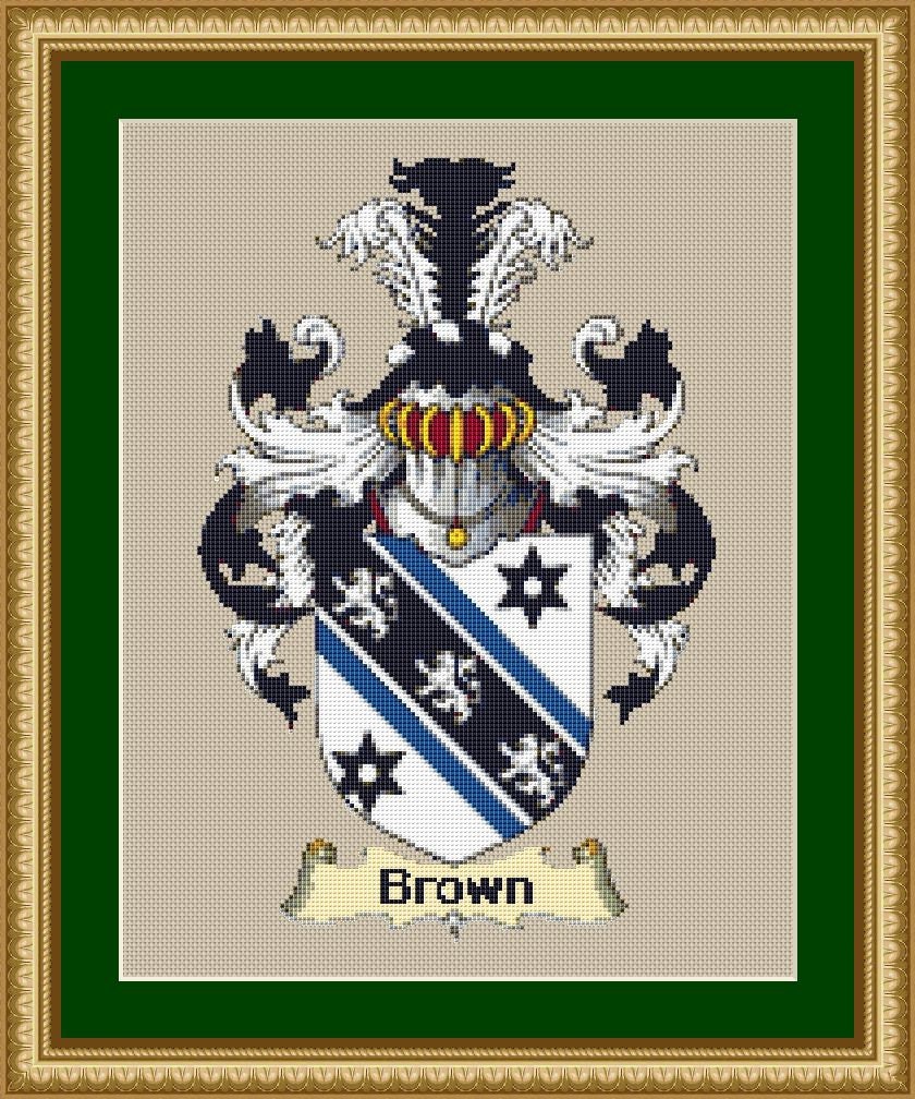 Brown Family Name Coat of Arms Cross Stitch Pattern - Etsy