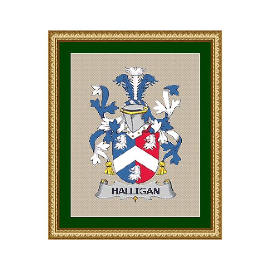 Halligan Family Name Coat of Arms Cross Stitch Pattern - Etsy