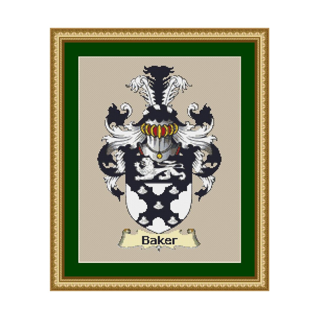 Baker Family Name Coat of Arms Cross Stitch Pattern - Etsy