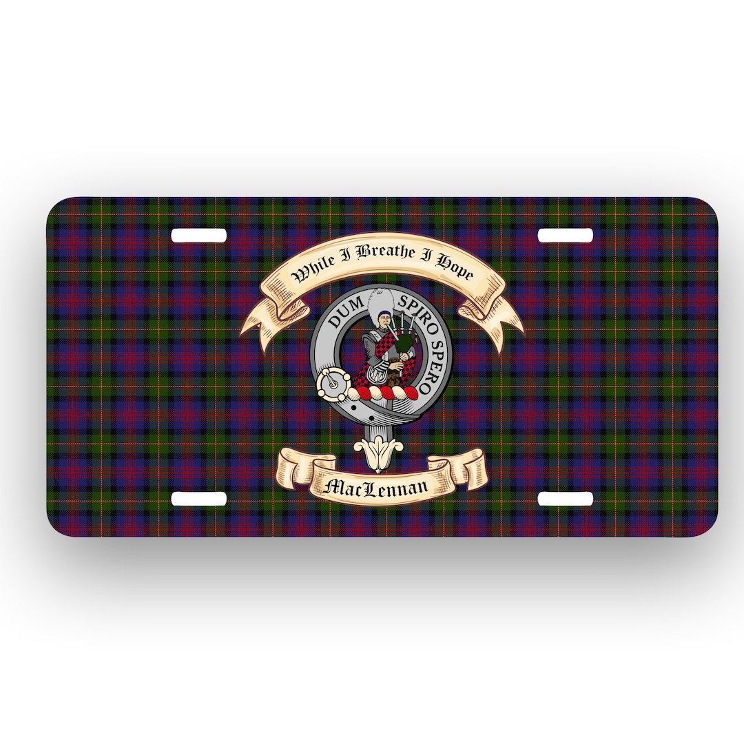 Maclennan Scottish Clan License Plate With Crest-motto and Tartan - Etsy