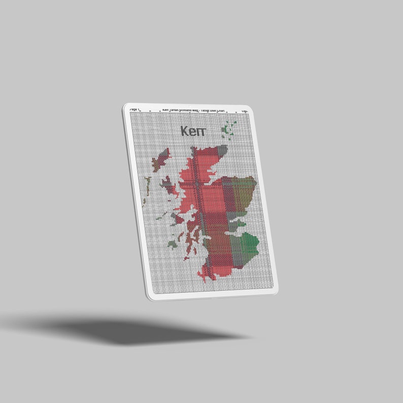 Scotland Map With Kerr Scottish Clan Tartan - Cross Stitch Pattern ...
